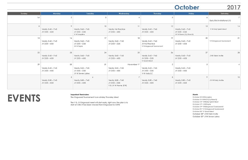 Calendars - Cinco Ranch High School Cougars