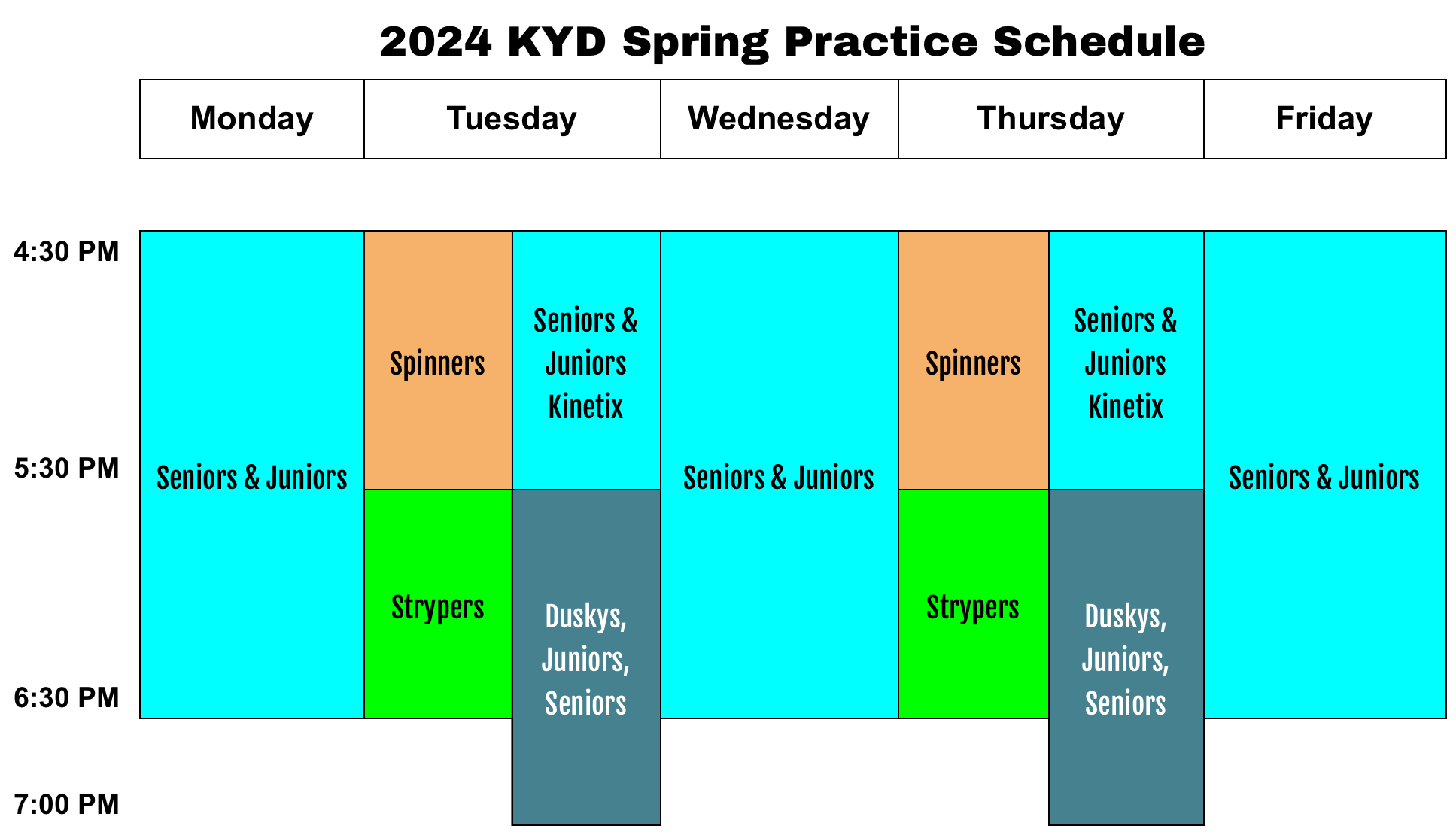 Practice Schedule - Keene YMCA Dolphins