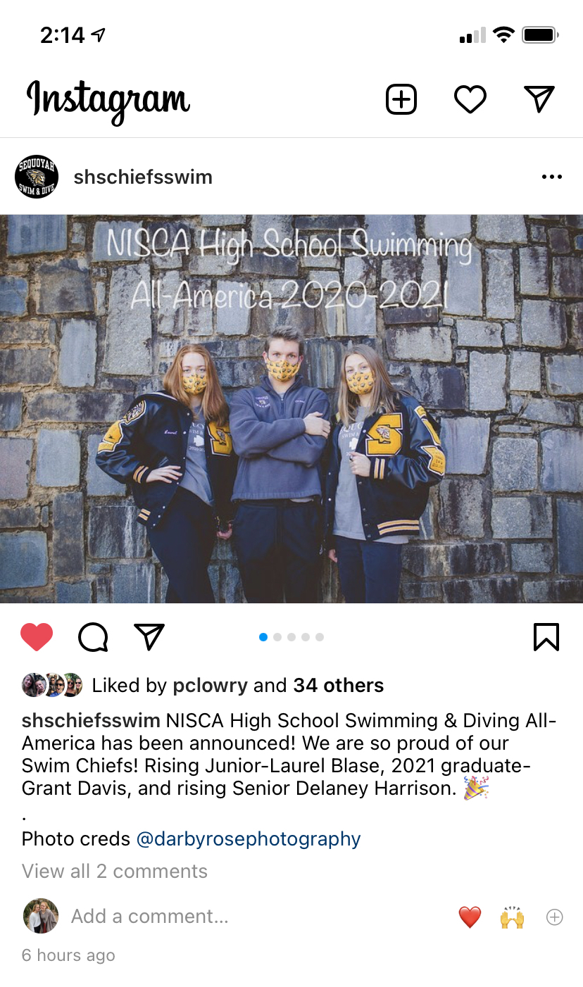 NISCA Swimming and Diving All America - Sequoyah High School